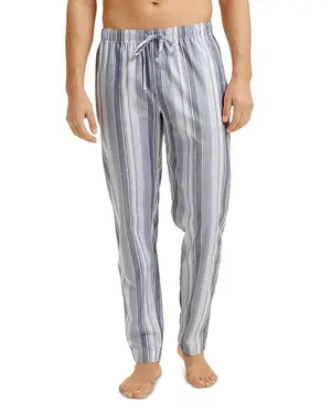 Hanro Cotton Striped Lounge Pants - Smokey Blue