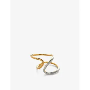 Monica Vinader Riva Diamond Vermeil Open Ring - Yellow Gold