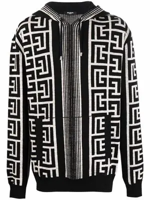 Balmain Monogram Hoodie - Black