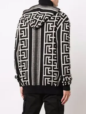 Balmain Monogram Hoodie - Black