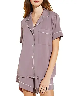 Eberjey Gisele Relaxed Short Sleeve Top & Shorts Amethyst / Ivory