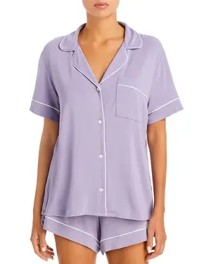 Eberjey Gisele Relaxed Short Sleeve Top & Shorts Delphinium/ivory