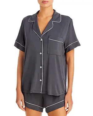 Eberjey Gisele Relaxed Short Sleeve Top & Shorts Graphite/sorbet