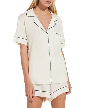 Eberjey Gisele Relaxed Short Sleeve Top & Shorts Ivory/navy