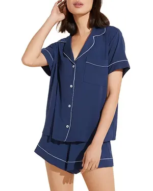 Eberjey Gisele Relaxed Short Sleeve Top & Shorts - Navy/ivory