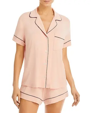 Eberjey Gisele Relaxed Short Sleeve Top & Shorts Rose Cloud/navy