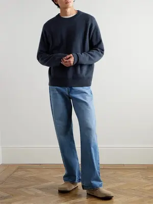 THE ELDER STATESMAN Cashmere Crewneck Sweater - Blue
