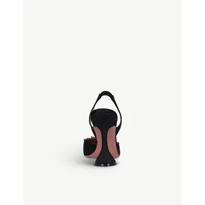 Amina Muaddi Begum Slingback Satin Heels - Black
