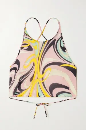 Emilio Pucci Open-back Printed Organic Cotton-voile Top