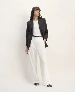 Everlane Draper Pleated Wide Leg Pant - White
