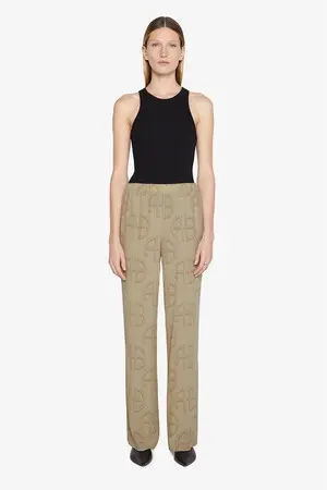 ANINE BING Owen Pant Celadon Monogram Print