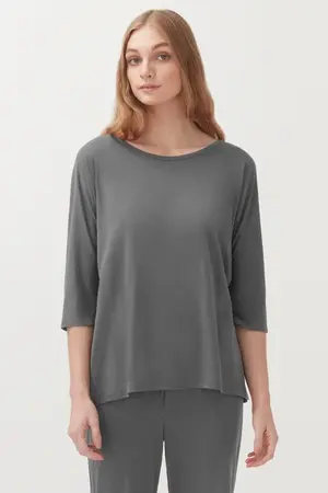 Cuyana Women's Organic Pima Drape-back Top Charcoal
