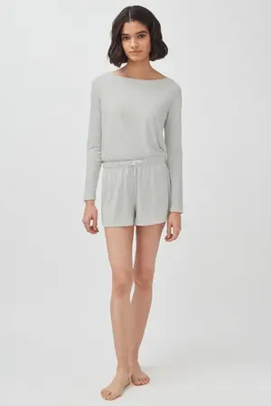 Cuyana Organic Pima Sleep Shorts Pearl Grey