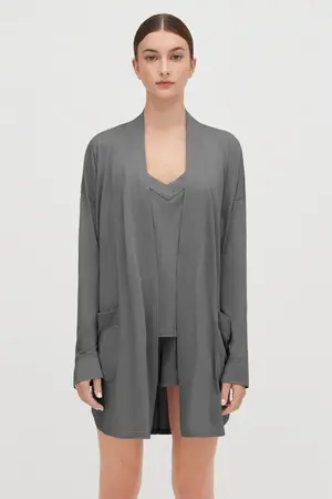 Cuyana Women's Organic Pima Robe Charcoal