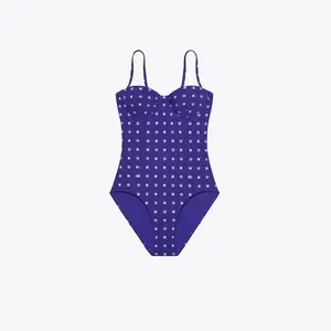 Tory Burch Balconette One-Piece Swimsuit Ballpoint Ink Nothing Ditsy