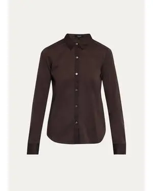 Theory Riduro Organic Cotton Shirt - Cacao