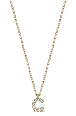 Bony Levy Icon Pavé Diamond Initial Pendant Necklace - 18k Yellow Gold - C