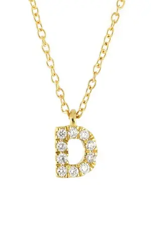 Bony Levy Icon Pavé Diamond Initial Pendant Necklace - 18k Yellow Gold - D