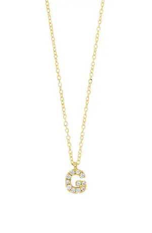 Bony Levy Icon Pavé Diamond Initial Pendant Necklace - 18k Yellow Gold - G