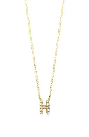 Bony Levy Icon Pavé Diamond Initial Pendant Necklace - 18k Yellow Gold - H