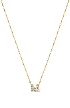 Bony Levy Icon Pavé Diamond Initial Pendant Necklace - 18k Yellow Gold - M