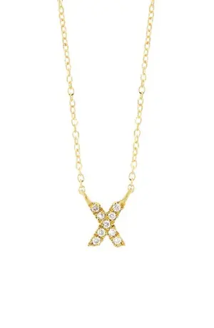Bony Levy Icon Pavé Diamond Initial Pendant Necklace - 18k Yellow Gold - X