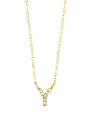 Bony Levy Icon Pavé Diamond Initial Pendant Necklace - 18k Yellow Gold - Y