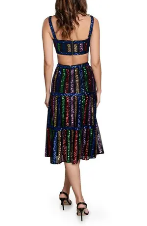 Dress The Population Sequin Crop Tank And Skirt Set