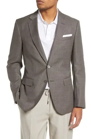 BOSS Hugo  Hutson Slim Fit Plaid Wool Sport Coat Black