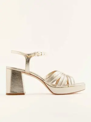 REFORMATION Maize Platform Sandal - Gold