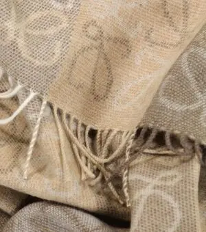 Loewe Anagram Wool And Cashmere Scarf - Beige