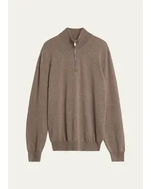 Brunello Cucinelli Cashmere Quarter-Zip Sweater Medium Brown/grey