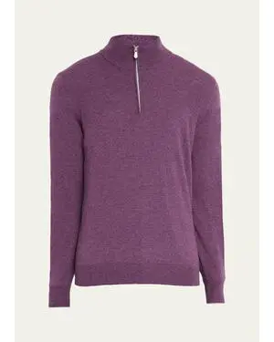 Brunello Cucinelli Cashmere Quarter-Zip Sweater Red