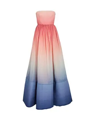 Zimmermann Postcard Strapless Ombré Linen Maxi Dress - Multi