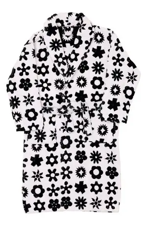 DUSEN DUSEN Flower Cotton Bathrobe - Black And White