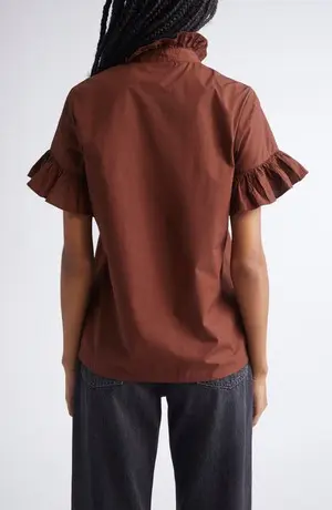 Mille Vanessa Ruffle Detail Cotton Blouse