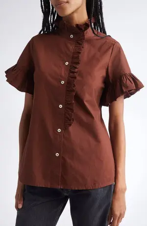 Mille Vanessa Ruffle Detail Cotton Blouse