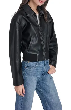 LEVI'S Faux Leather Bomber Jacket - Blk Black