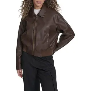 LEVI'S Faux Leather Bomber Jacket - Dark Brown
