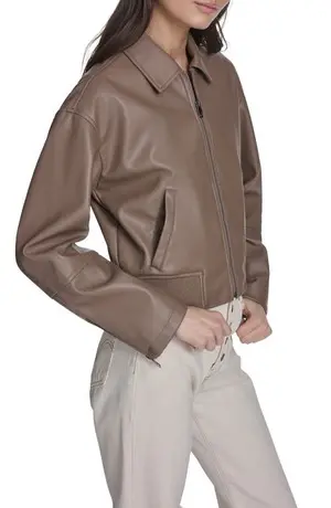 LEVI'S Faux Leather Bomber Jacket - Pine Bark