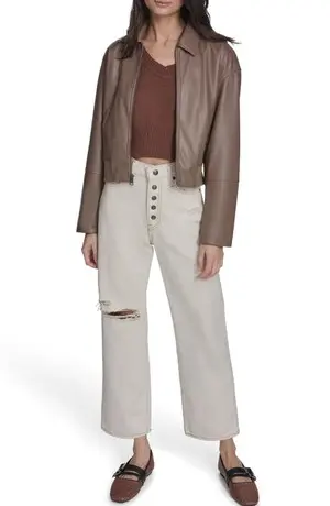 LEVI'S Faux Leather Bomber Jacket - Pine Bark
