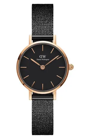 DANIEL WELLINGTON Daniel Wellington Melrose Mesh Strap Watch Rose Gold/ Black