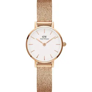 DANIEL WELLINGTON Melrose Mesh Strap Watch - Rose Gold/white