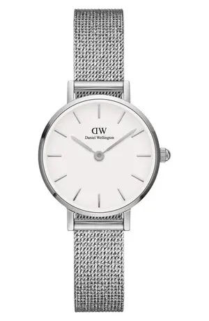 DANIEL WELLINGTON Melrose Mesh Strap Watch - Silver/ White