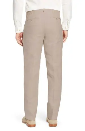 Berle Flat Front Linen Trousers - Natural