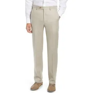 Berle Flat Front Linen Trousers - Natural