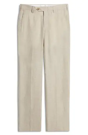 Berle Flat Front Linen Trousers - Tan