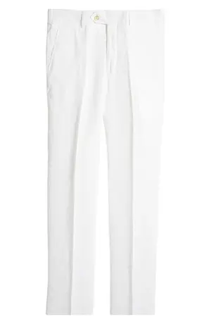Berle Flat Front Linen Trousers - White