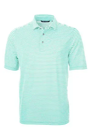Cutter & Buck Virtue Piqué Stripe Recycled Blend Polo - Fresh Mint