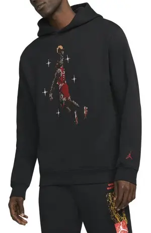 JORDAN Essential Fleece Graphic Hoodie - Black